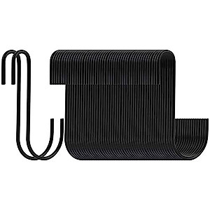 Yesland 50 Pack 4 Inches S Hooks, S Shaped Hooks/Hanging Hangers Hooks Heavy Duty Black Hook for Kitchen, Work Shop, Bathroom, Garden