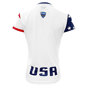 Women Fan USA Jersey Short Sleeve Athletic Fit (Small) White