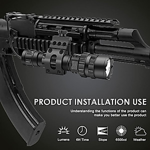 TDT 3000 Lumen Tactical Flashlight LED Tactical Light Comes with IPX7 Waterproof, 2 Switch Modes, 5 Modes Super Bright, Rechargeable Picatinny Flashlight for Tactical and Outdoor Scenes