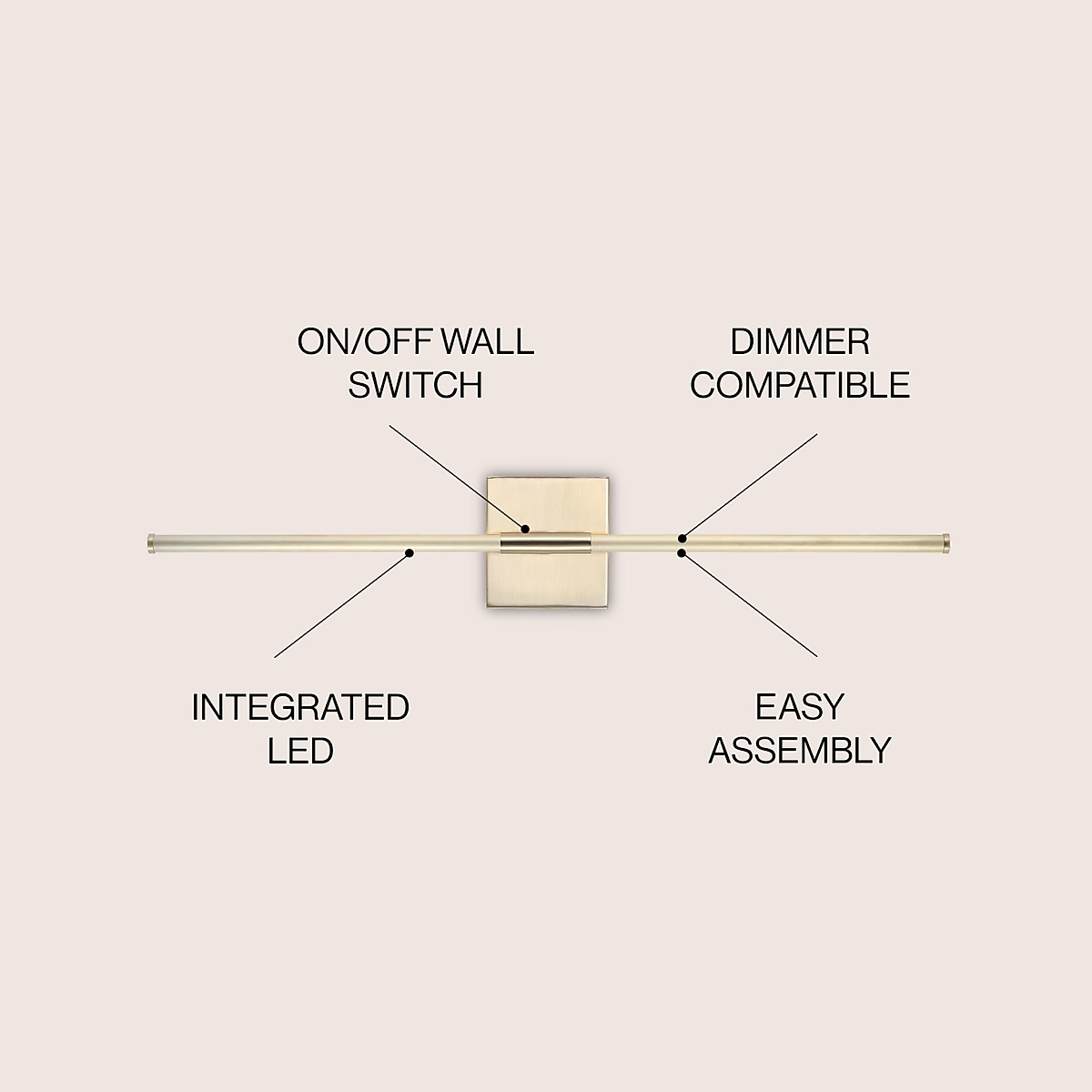 JONATHAN Y JYL7022B Makena 28" Dimmable Integrated LED Metal Wall Sconce, Minimalistic,Modern,Contemporary 3000K LED Bulbs for Bedroom, Living Room, Bathroom Hallway, Gold