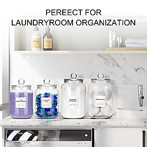Glass Jars for Laundry Room Organization - 2 Pack, 0.8 Gallon Glass Containers with Lids, Perfect for Dryer Sheets, Laundry Pods, Scent Boosters, and more - Convenient Laundry Room Storage Solution