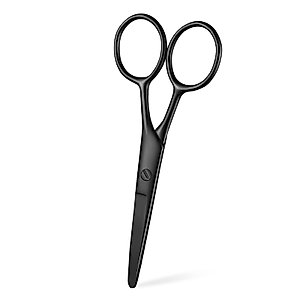 Beard Scissors, Stainless Steel Scissors for Beard, Mustache, Eyebrow, Nose Hair by HAWATOUR, Black