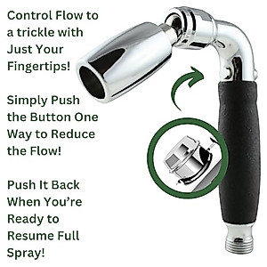 High Sierra Showerheads® - Solid Metal Handheld Showerhead with Slip-Free Grip & Trickle Valve- WaterSense Certified Low Flow 1.5 GPM: Chrome Finish