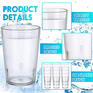 Hoolerry 48 Pack Plastic Drinking Glasses Set 5 oz Clear Plastic Tumblers Stackable Frosted Plastic Cup Reusable Drinking Glasses Cups Bulk for Weddings Party Restaurant Kitchen