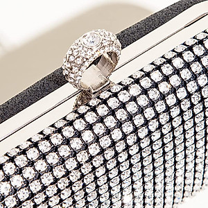 ALOLBAG Rhinestone Clutch Evening Bag for Women Formal Sparkly Purse Wedding Clutch Ladies Evening Handbag Sparkly Purse (Black)