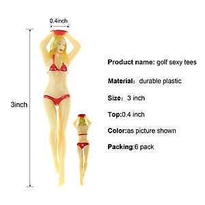 KOFULL Colored Golf Tees, Golf Tee, 3 inch Plastic Tee, Golf Practice Novelty Tees, White Elephant Stocking Stuffer Gifts for Him, Golfer Fun Gift, 6 per Set