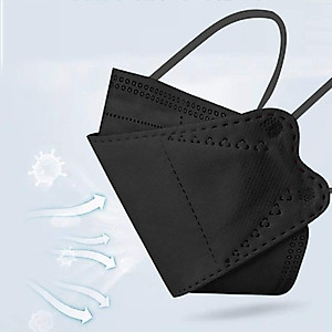 100pcs Black KF94 Face Mẵsk,4 Layers Non-woven ƘF94 Face Protection Adult's_ KF94 Black (KF94 Black-100pcs)