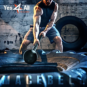 Yes4All Steel Mace Bell for Strength Training, Shoulder, Grips & Forearms Workouts - 15 Pounds