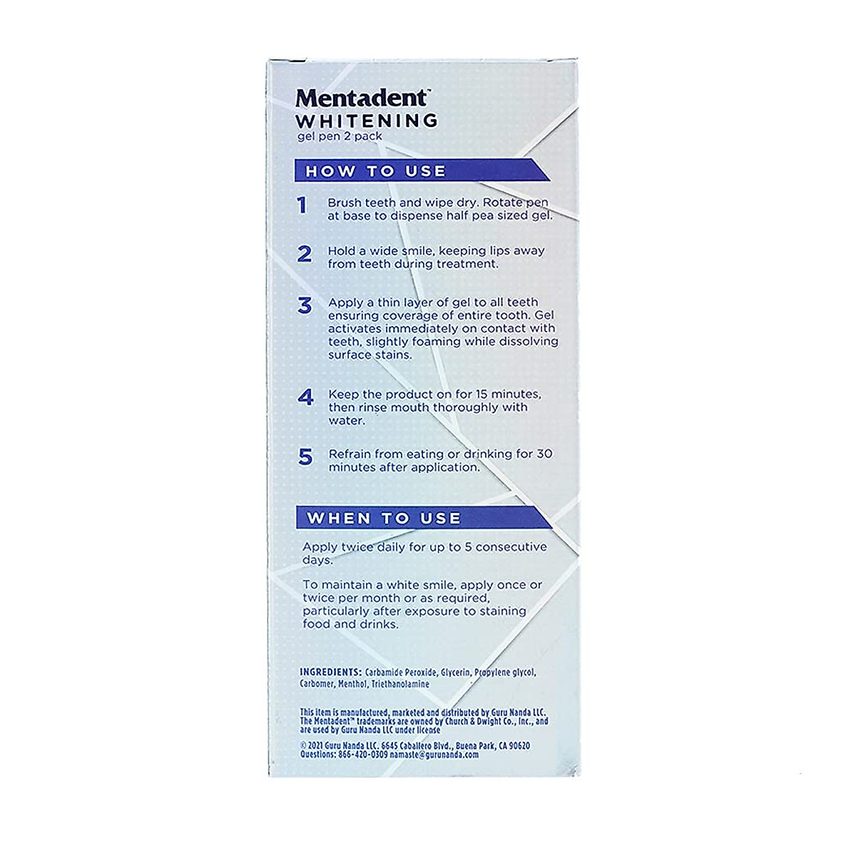 Mentadent Teeth Whitening Gel Pen for Sensitive Teeth, Pack of 2 Easy to Use Teeth Whitener | Dental Products for Beautiful Bright White Teeth & Smile