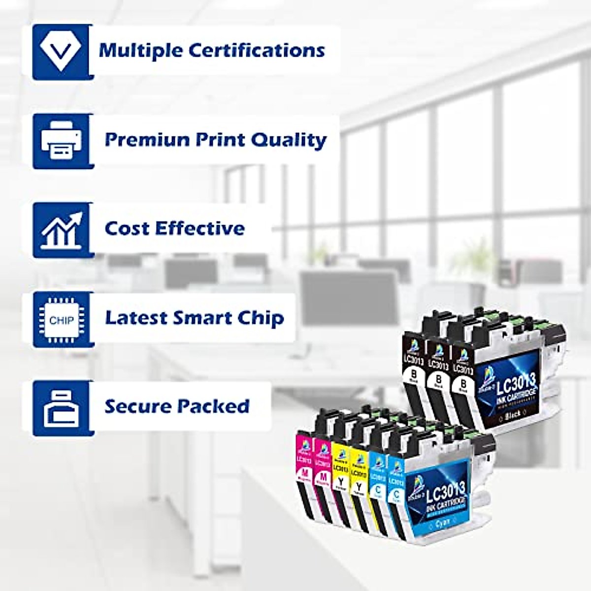 DOUBLE D LC3013 Ink Cartridges Compatible Replacement for Brother LC3013 LC3011 High Yield for Brother MFC-J491DW MFC-J497DW MFC-J895DW MFC-J690DW Printer (3 Black,2 Cyan,2 Magenta,2 Yellow) 9 Pack