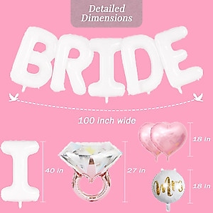 Giant BRIDE Balloons White - 40 Inch, 10 pk | White Letter Bride Balloons for Bachelorette Party Decorations | Bridal Shower Decor | Wedding Party | Engagement Party | Bridal Photo Booth