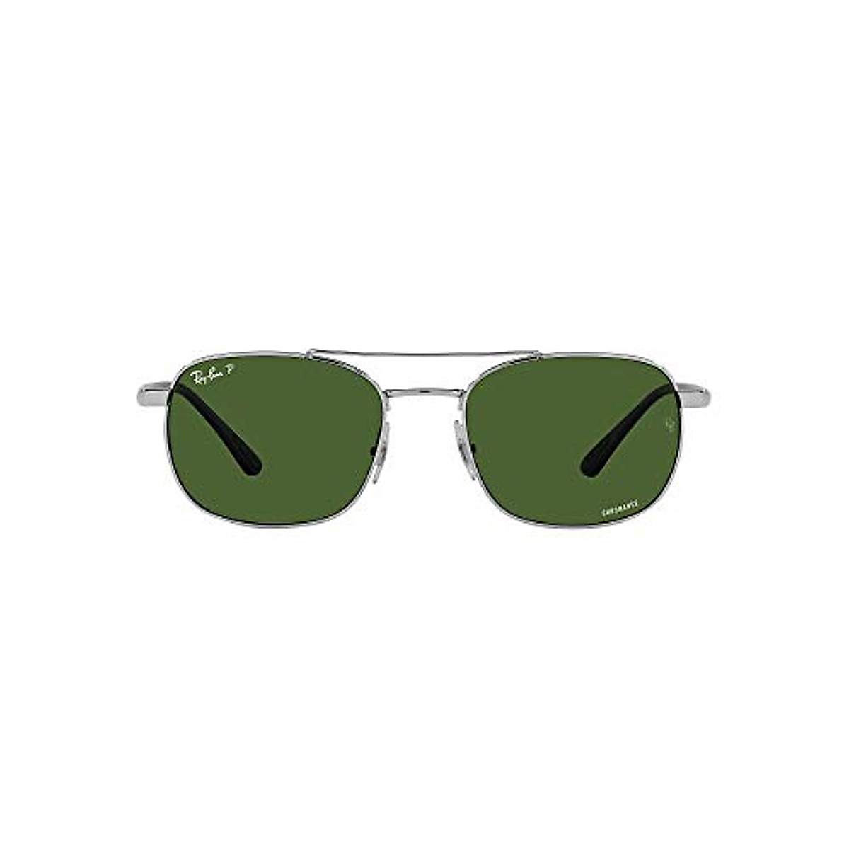 Ray-Ban RB3670CH Chromance Square Sunglasses, Silver/Polarized Dark Green, 54 mm
