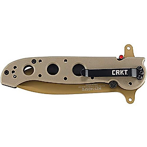 CRKT M21-14DSFG EDC Folding Pocket Knife: Special Forces Everyday Carry, Tan Serrated Edge Blade, Veff Serrations, Automated Liner Safety, Dual Hilt, Desert G10 Handle, Reversible Pocket Clip