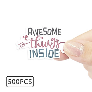 Wailozco Awesome Things Inside Stickers,Thank You Stickers,Handmade Stickers,Small Shop Stickers,Envelopes Stickers for Small Business, Online Retailers,Handmade Goods,500 Labels Per Roll