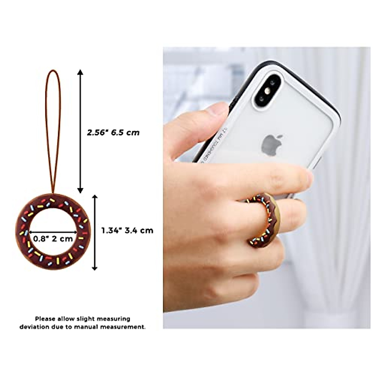 Innoc Lanyard Finger Strap Ring Strap 5 Pcs Phone Lanyard Grip Holder Cute Donuts Silicone Small Short Lanyard for Phone/USB/MP3/Key/Car Keychain