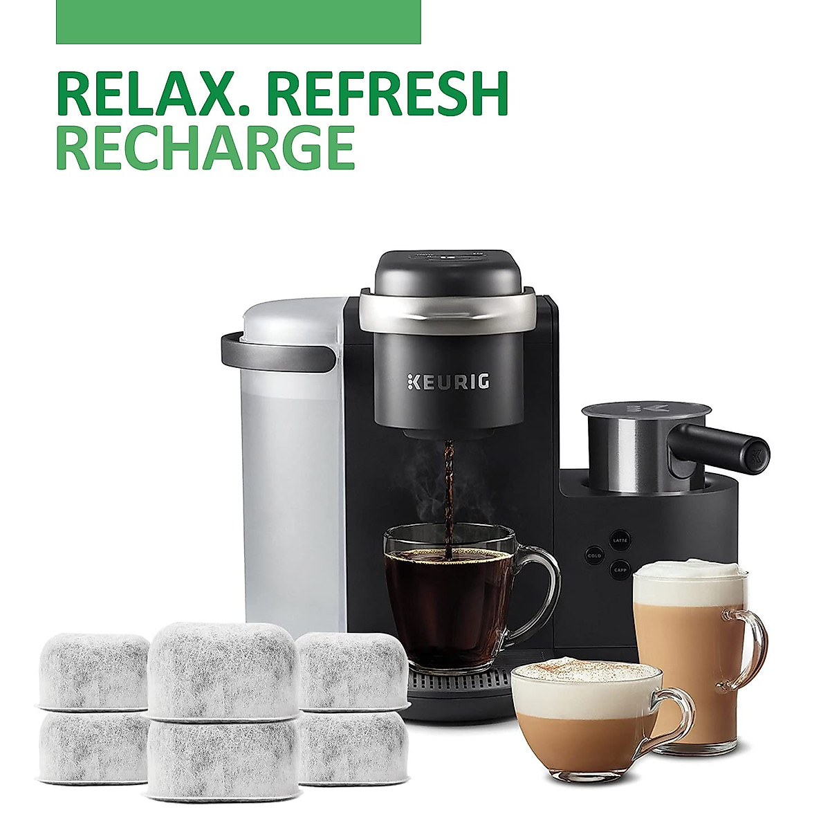 Pack of 6 Replacement Charcoal Water Filters By Housewares Solutions for Keurig Brewers - Keurig Compatible Water Filter Cartridges Universal Fit (NOT CUISINART) for Keurig 2.0 & 1.0 Coffee Makers