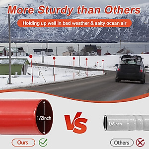 Driveway Markers for Snow Plowing 36-48inch, Metal Snow Stakes, Highly Visible Double-Sided Reflectors for Driveway Mailbox Parking Snow Markers (4 Packs)