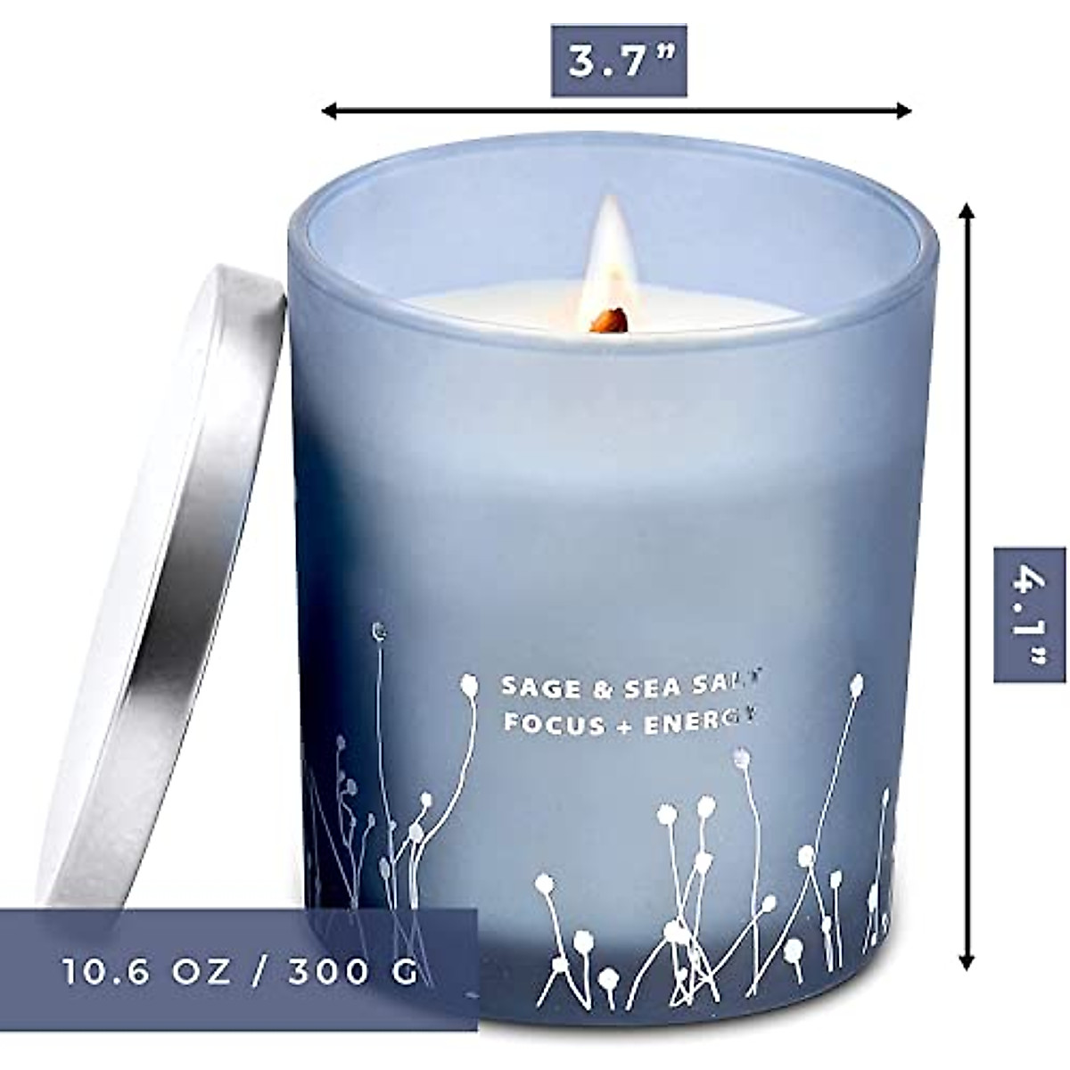 White Sage Sea Salt Candle | Sage Candles for Cleansing House | Candles for Home Scented | Sage Candle, Scented Candles for Men & Women, Energy Cleansing Candle, Relaxing Aromatherapy Scented Candle