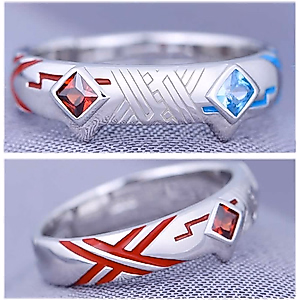 PPONE Darling In The Franxx Ring,Anime 02 Zero Two Cosplay Ring Silver 925 Adjustable Props Jewelry for Fans