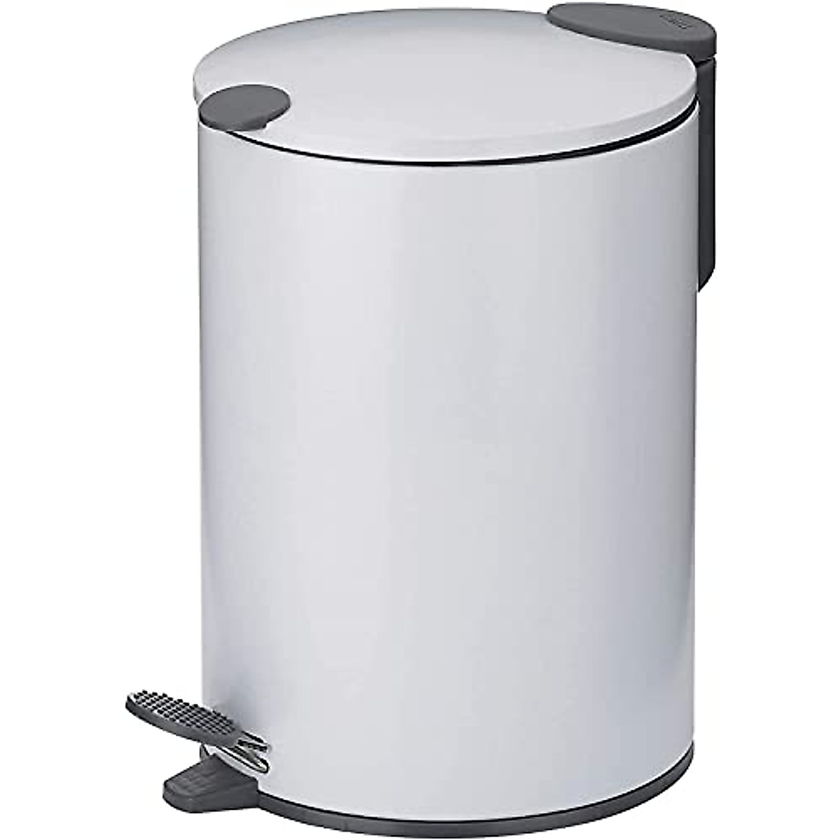 Kela Bathroom Trash Can with Soft Close, Step-On Lid, White, 1.3 Gallons, 10 inches Tall, Small Waste Basket