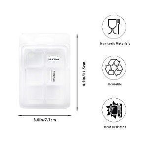50 Packs Wax Melt Clamshells Molds,Wax Melt Containers,6 Cavity Clear Plastic Cube Tray for Wickless Wax Melt Candles