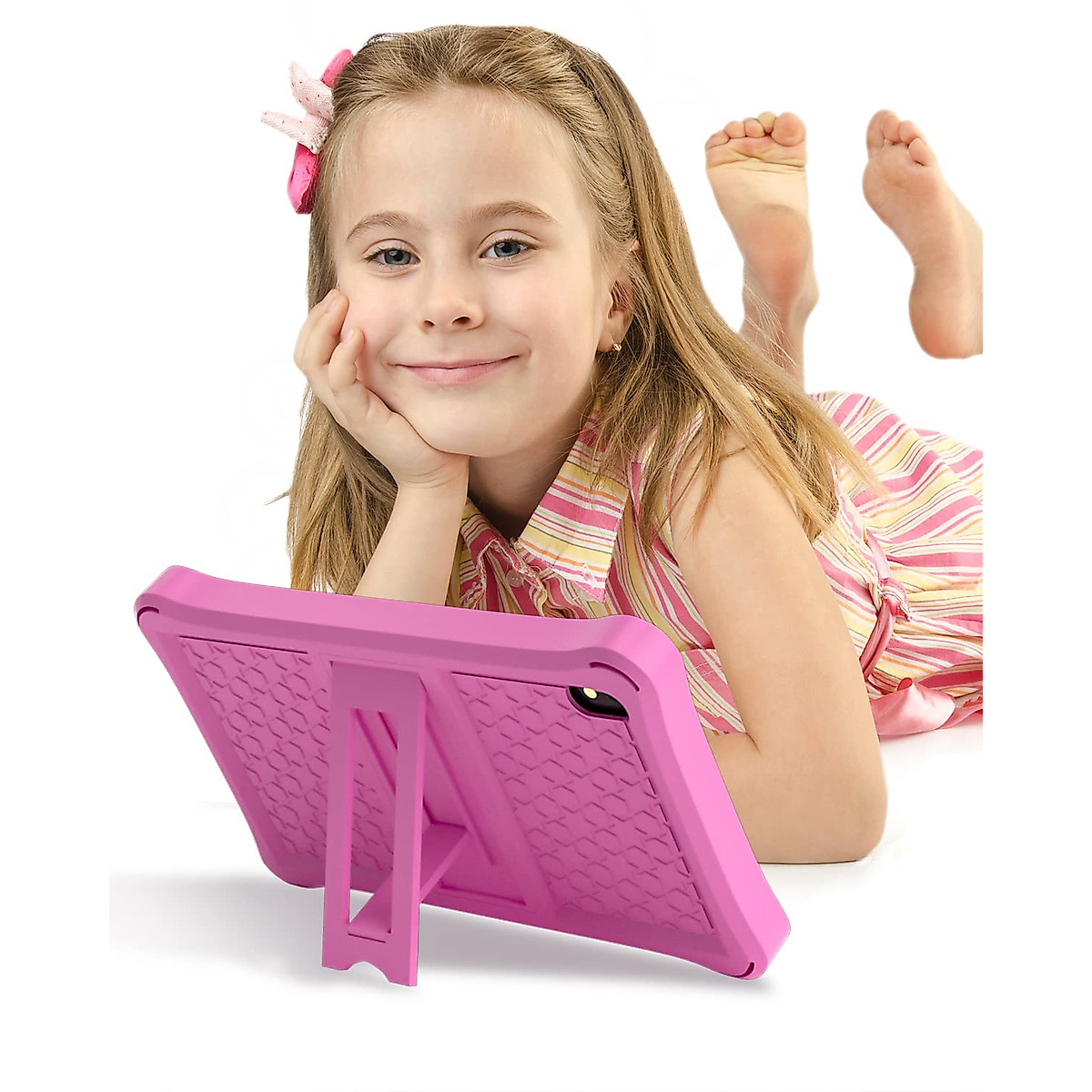Kids Tablet, 8 inch Tablet for Kids, 2GB RAM 32GB ROM Android Tablets IPS Screen 1280x800, Iwawa & Parent Control Toddler Tablet, WiFi, Dual Camera, 4300mAh Battery, Shockproof Case, Pink