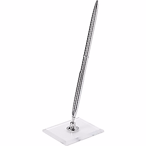Simplicity 81187-SU Silver Guest Sign In Pen with Pen Stand Set, 2pcs, Black Ink