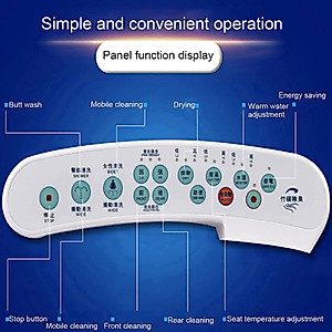 MAVJXHRB Electronic Toilet Seat, Smart Heated Seat Bidet Toilet Seat, Temperature Controlled Wash, Warm Air Dryer, Self-Cleaning Nozzle, Turbo Touch Panel, Relieve Constipation And Save Toilet Paper