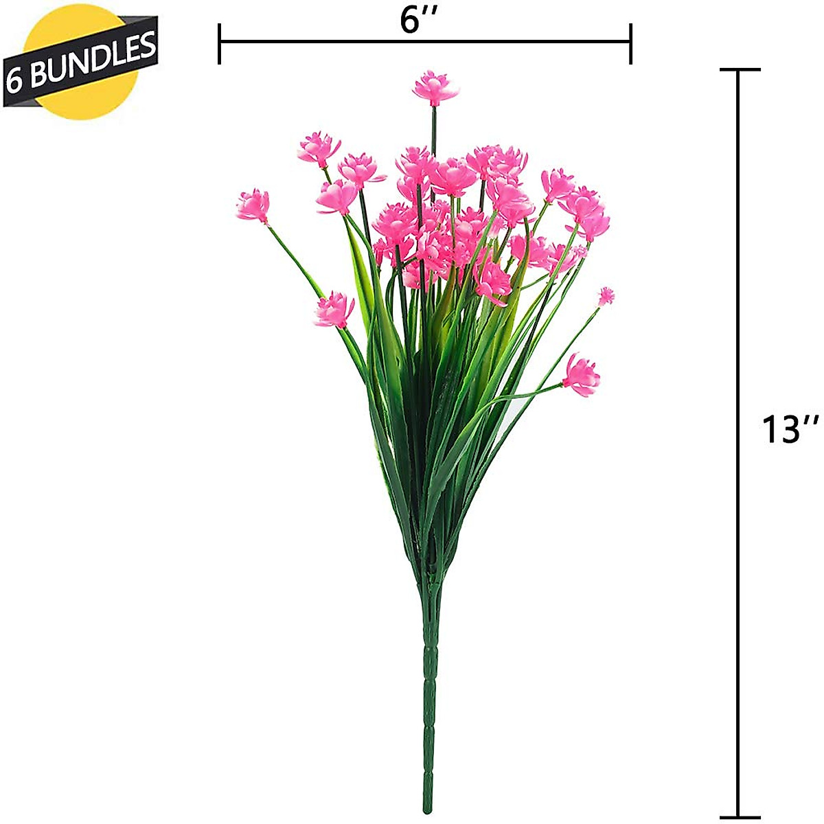 GREENRAIN 6 Bundles Artificial Flowers Lotus Outdoor Fake Flowers for Decoration UV Resistant No Fade Faux Plastic Plants Garden Porch Window Box Décor (Pink)