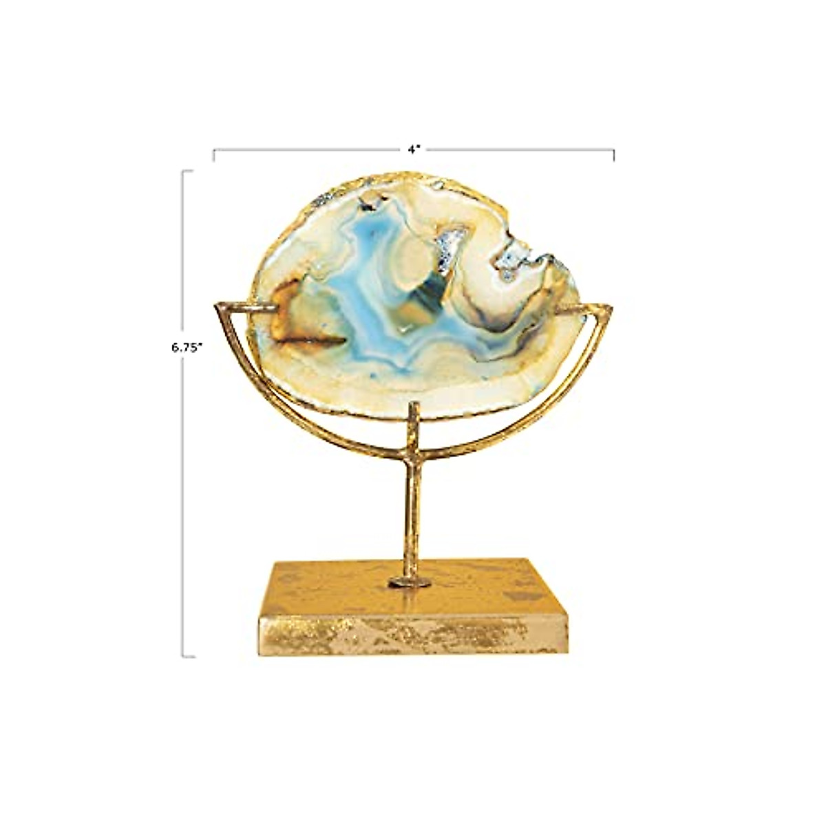 Decorative Agate Stone Slice on Metal Stand