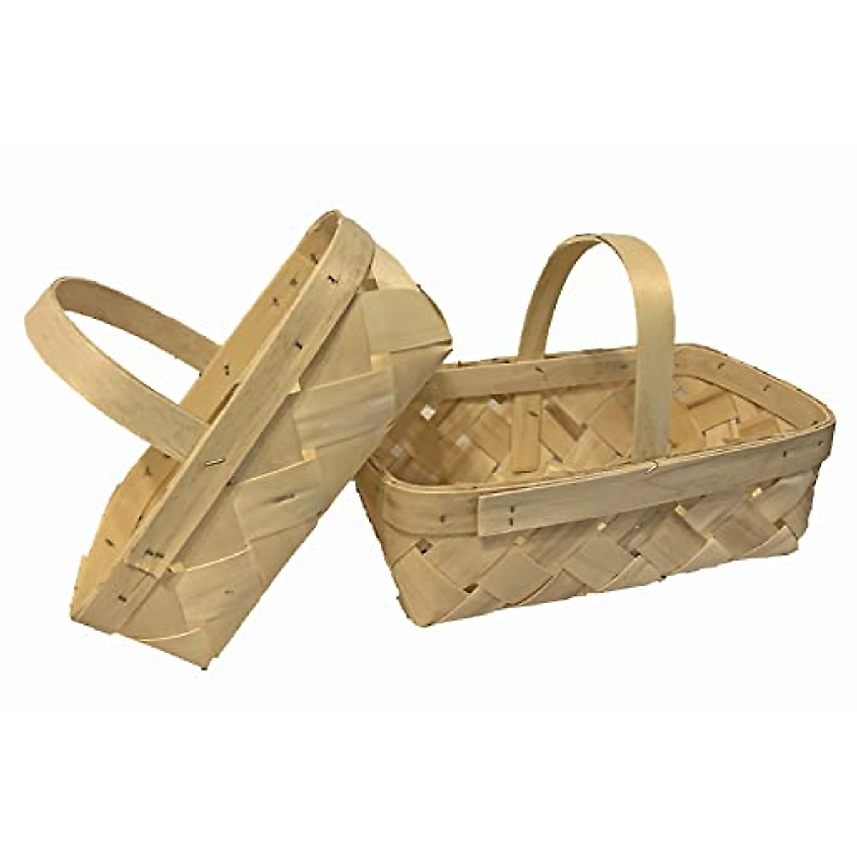 BERT'S GARDEN Farm Stand Nesting Baskets with Handles, Produce Baskets, Natural Wooden Baskets, Use as a Planter, Make Gift Baskets 2 Pack