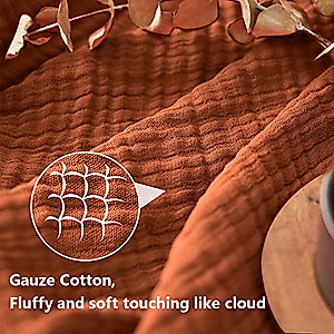 Simple&Opulence Cotton Muslin Throw Blanket for Bed, Couch, Knit Woven Gauze Blanket with Tassels, Soft Lightweight Cozy Pre-Washed Breathable Farmhouse Decoration for All-Season (Rust Orange)