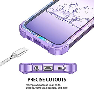 Hekodonk for Samsung Galaxy A14 5G Case,[Tempered Glass Screen Protector + Camera Lens Protector],Heavy Duty Shockproof Protection Hard Plastic+Silicone Rubber Hybrid Case for Galaxy 14 5G Purple