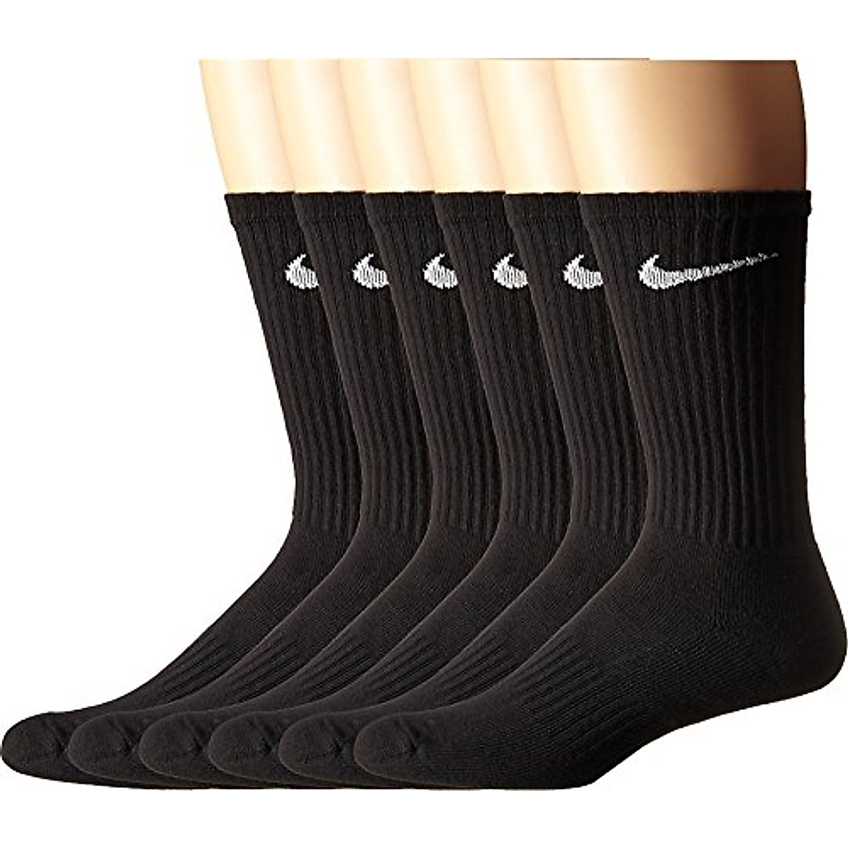 NIKE Unisex Performance Cushion Crew Socks with Bag (6 Pairs), Black/White, Medium