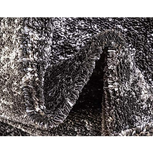 Rugs.com Dover Collection Rug – 5 Ft Round Dark Gray Low-Pile Rug Perfect for Kitchens, Dining Rooms