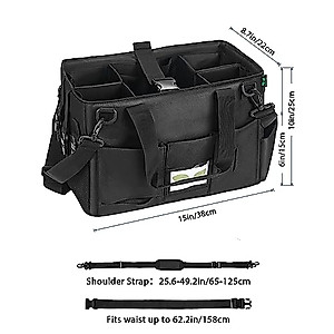 F40C4TMP Double Leaves Large Wearable Cleaning Caddy Bags for Housekeepers, Cleaning Supplies Organizer, Tools Tote with Handle for Housekeeping and Car Storage, Black