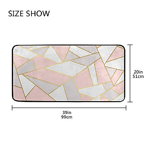 Rose Gold Pink Geometry Marble Kitchen Mat Rugs Cushioned Chef Soft Non-Slip Floor Mats Washable Doormat Bathroom Runner Area Rug Carpet