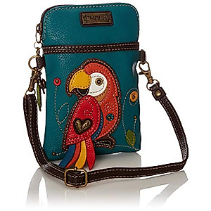 Chala Red Parrot Cellphone Crossbody Handbag - Convertible Strap Bird Lovers