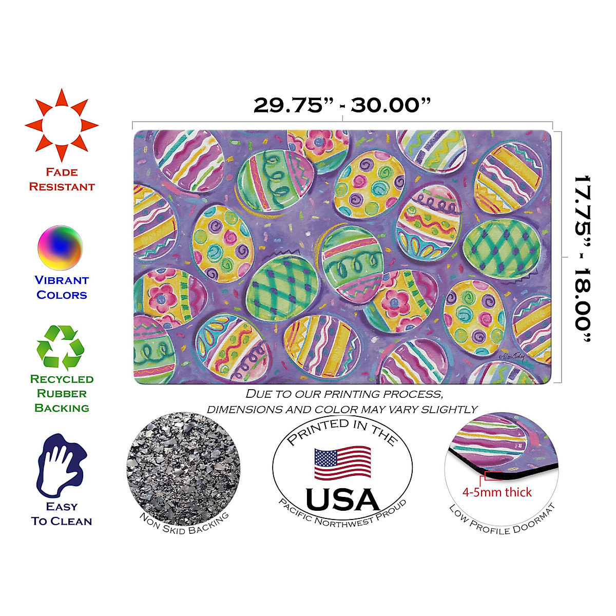 Toland Home Garden 800199 Egg Toss Spring Door Mat 18x30 Inch Easter Outdoor Doormat for Entryway Indoor Entrance