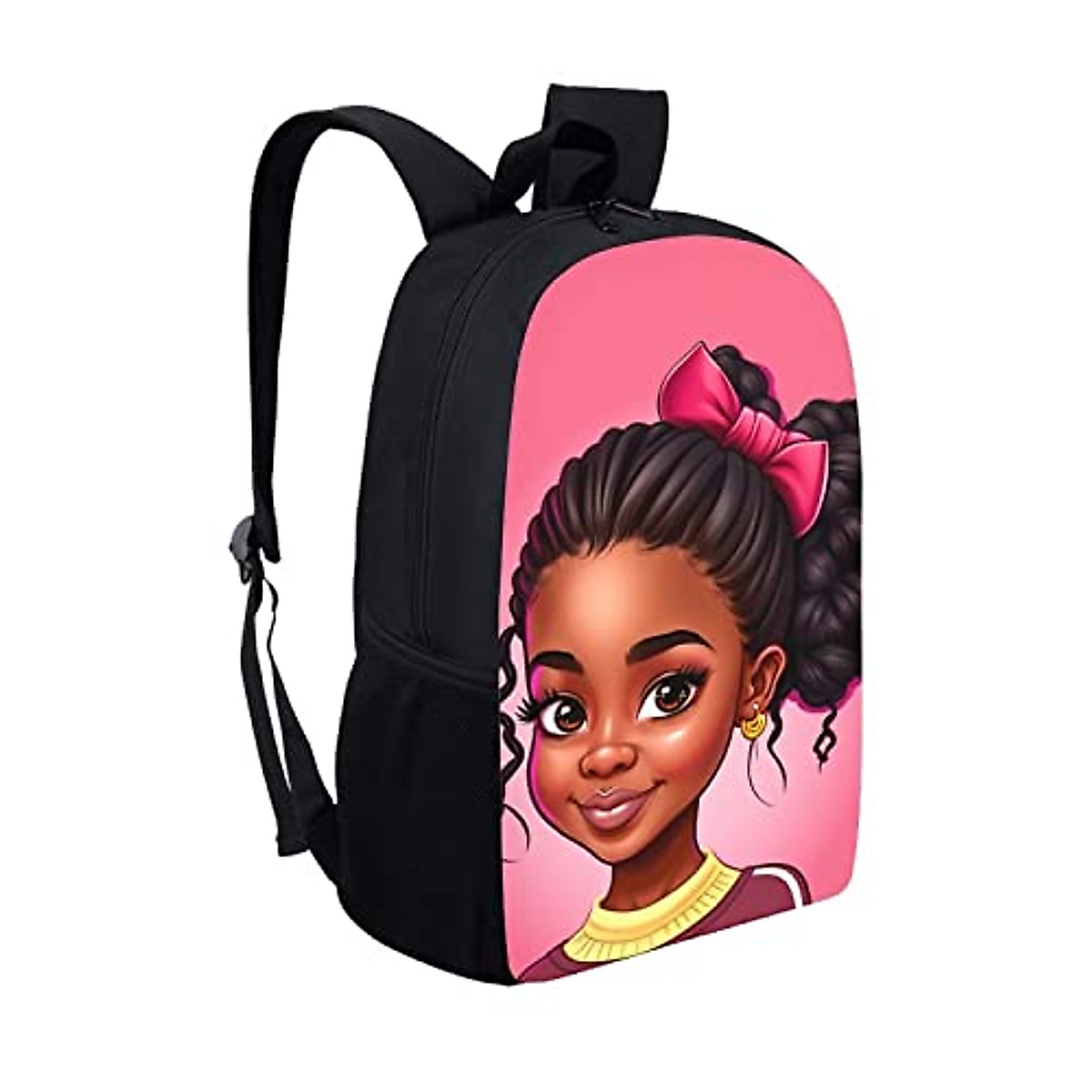 HUIACONG Laugh Afro Girls Backpack American African Girls School Bag Kindergarten Elementary Bookbag Pink Mochilas Escolares Para NiñOs