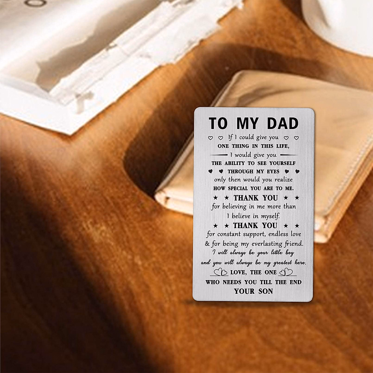 Mataly Dad Birthday Gifts - Dad Christmas Gifts from Son - Dad Wallet Card, Dad Birthday Decorations, Christmas