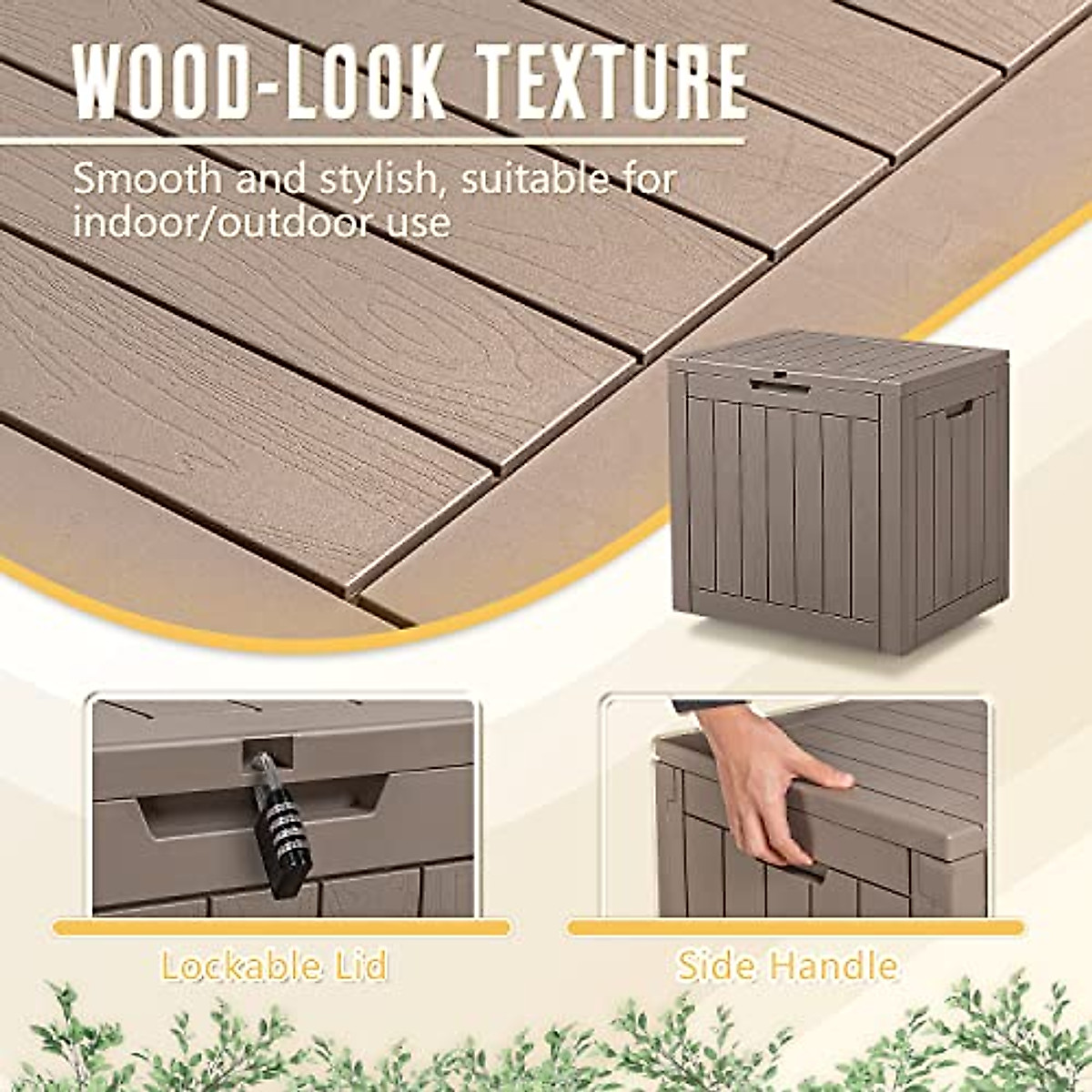 Devoko 31 Gallon Lightweight Resin Deck Box Waterproof Lockable Storage Container for Patio Furniture Accessories and Indoor Outdoor Toys