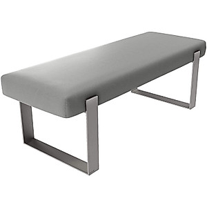VANT Upholstered Bed Bench - Light Grey - Brushed Nickel - Contemporary Modern, Accent Bench for End of Bed, Hallway, or Entryway