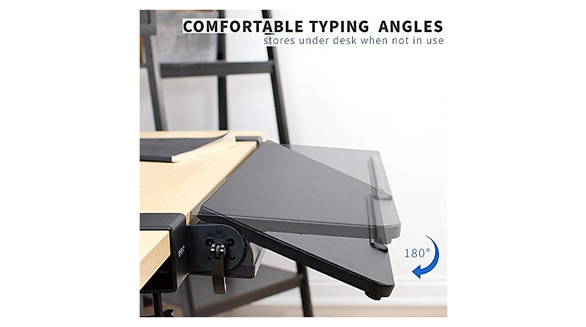 VIVO Clamp On Tilting Keyboard Tray for Ergonomic Typing