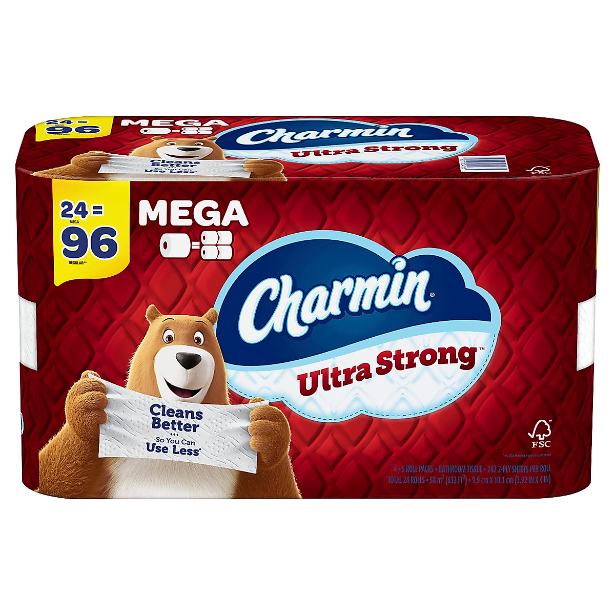 Charmin Ultra Strong Toilet Paper 24 Mega Rolls, 242 Sheets Per Roll