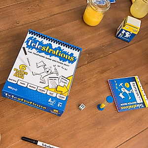 USAopoly Telestrations Original 6 Player | Family Board Game | A Fun Family Game for Kids and Adults | Family Game Night Just Got Better | The Telephone Game Sketched Out