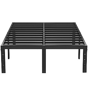 SHOANED Queen Size Metal Bed Frame - 16 Inch Heavy Duty Bedframe Black Basic Steel Slats Platform No Box Spring Needed, Easy Assembly, Noise Free