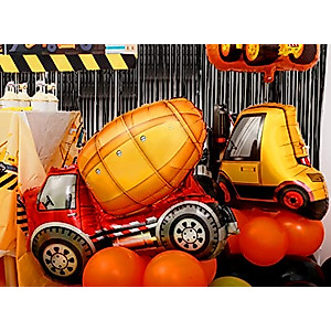 FIGEPO 179 Pack Construction Birthday Party Supplies Dump Truck Party Decorations Kits Plates, Utensils, Napkins, Tablecloth, Cake Toppers, Backdrop, Balloons, Curtains, Tape Banner Serves 16 Guests