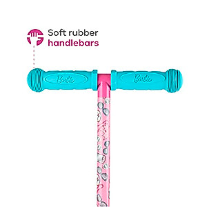 Barbie Self Balancing Kick Scooter with Light Up Wheels, Extra Wide Deck, 3 Wheel Platform, Foot Activated Brake, 75 lbs Limit, Kids & Toddlers Girls or Boys, for Ages 3 and Up