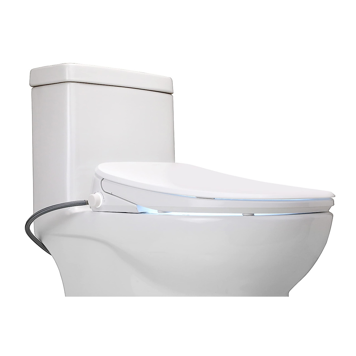 ALPHA BIDET UX Pearl Bidet Toilet Seat in Elongated White | Ultra Low Profile | Endless Warm Water | Arced Stainless Steel Nozzle | LED Nightlight | Dryer | Deodorizer | 3 Year Warranty